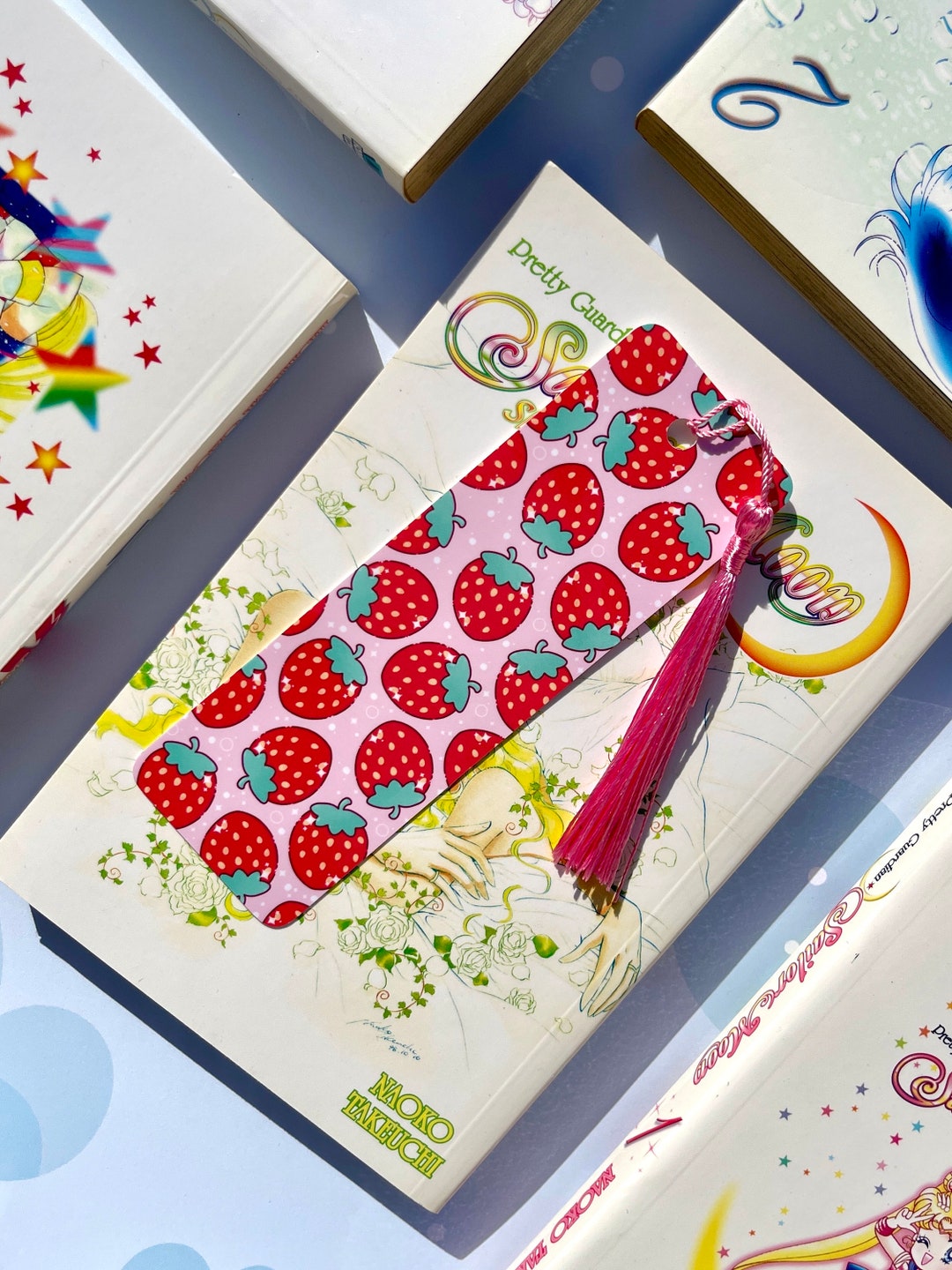 Laminated Glossy Bookmark Strawberry Sparkle Aesthetic Bookmark, Pink Fruit Book Gift - Etsy