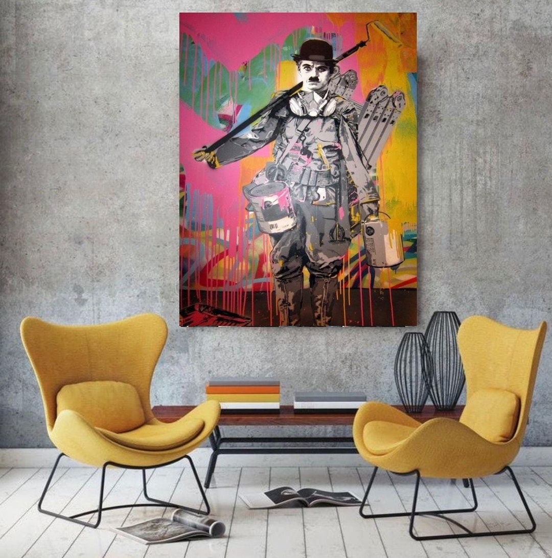 Mr. Brainwash Canvas Wall Art, Pop Art Grafitti, Street Art Poster, Mr ...