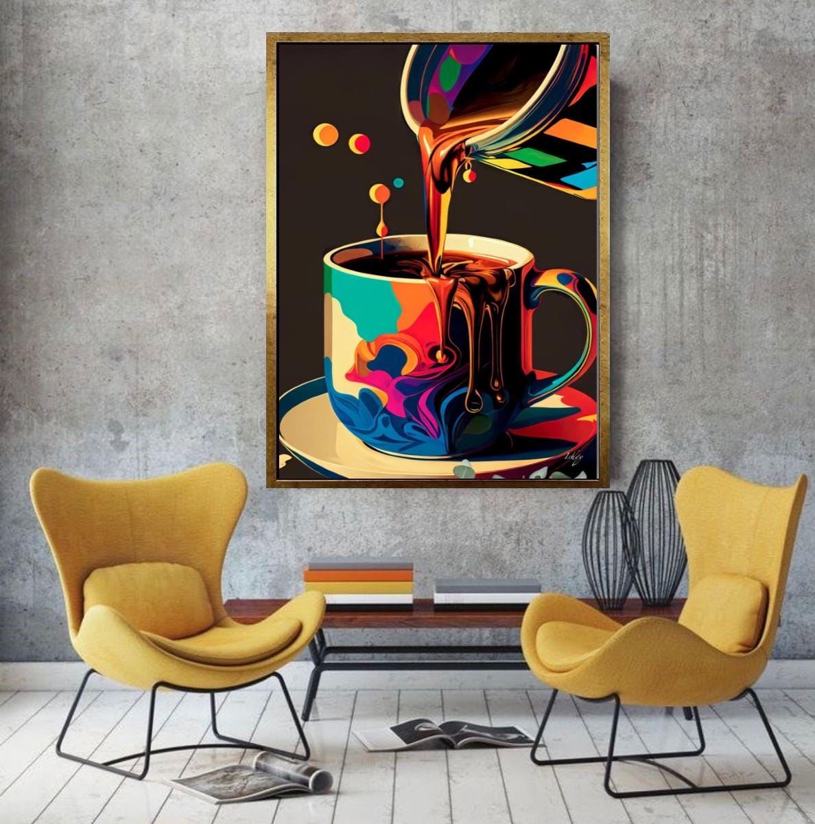 Coffee Shop Wall Art / Coffee Art Print / Colorful Coffee Canvas Art ...