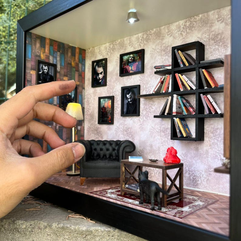 Handmade Miniature Shadow Box Room With Lights: Customizable Wall Art ...