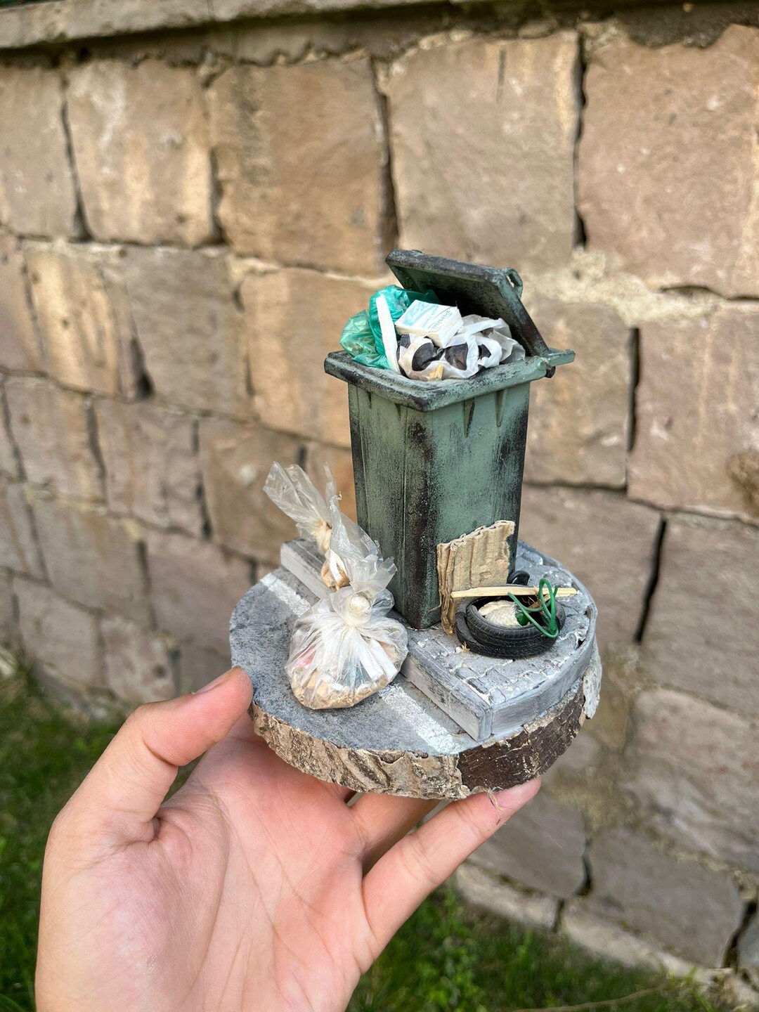Handcrafted Diorama Trash Bin | Upcycled Miniature Desk Sculpture With ...