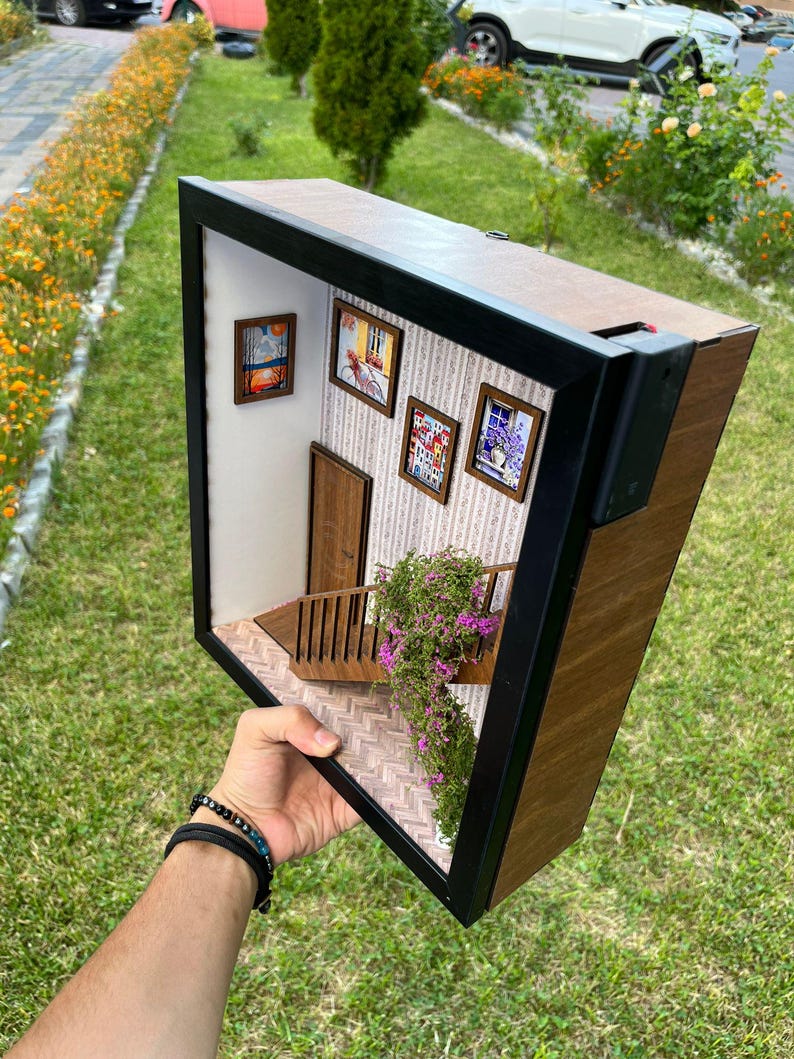 Handmade Miniature Staircase Diorama: Light-up Room Box Home Decor - Etsy