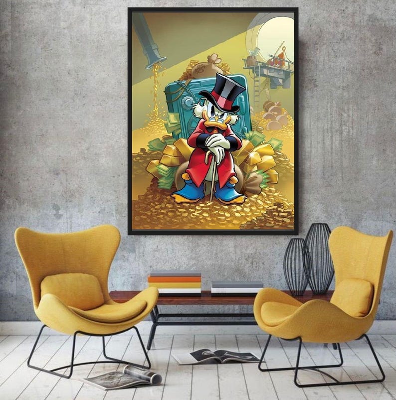 Rich Duck Canvas, Cartoon Duck Poster, Duck Canvas Art, Duck Print ...