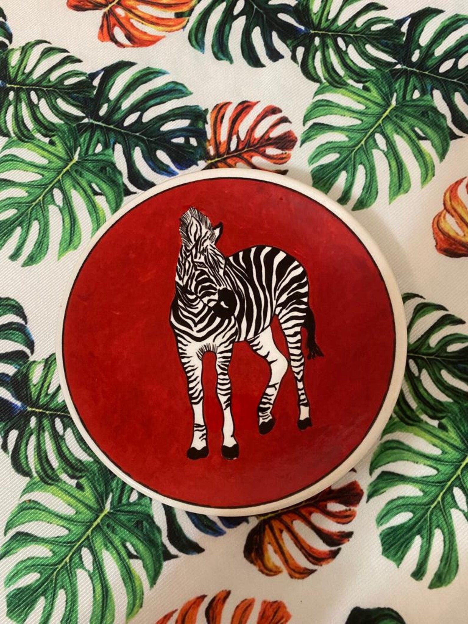 Stoneware Dinnerware Set With Elephant,giraffe and Zebra Pattern| Red ...