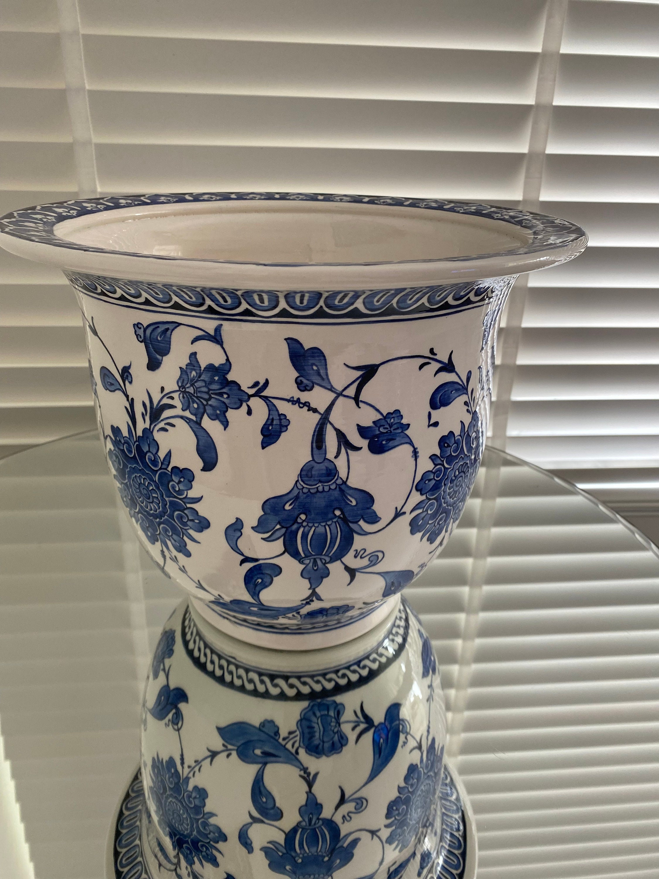 Chinoiserie Flower Pot | Ceramic Blue Blanc | Blue and White Plant Pot ...