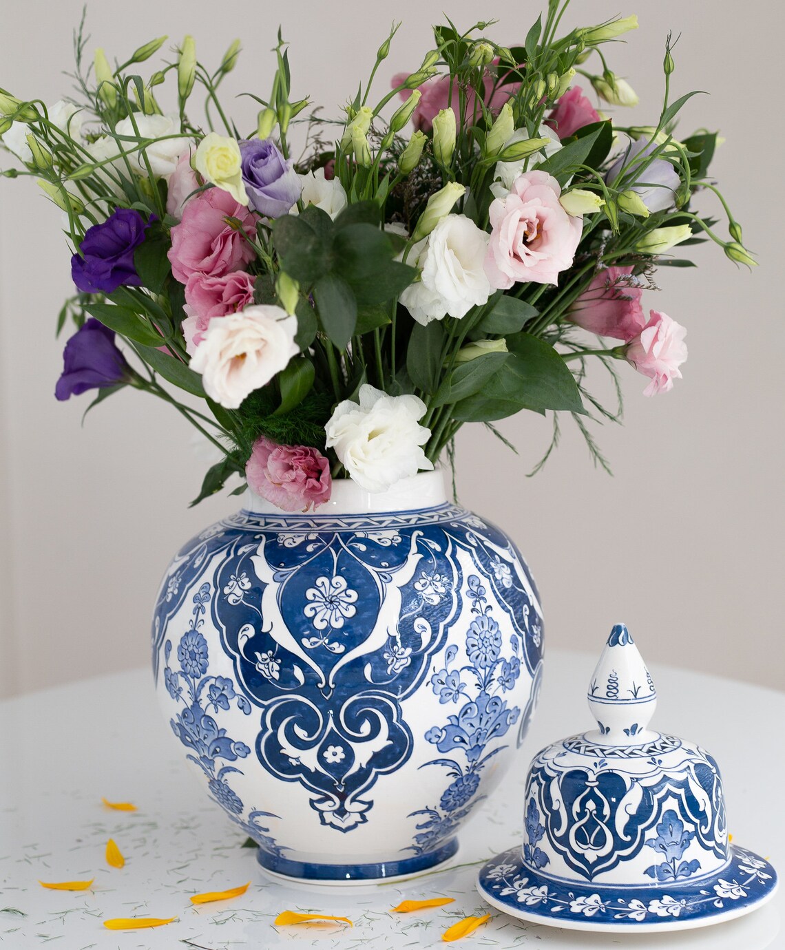 Ginger Jar Handmade Ceramic Vase Blue Blanc Bookshelf - Etsy