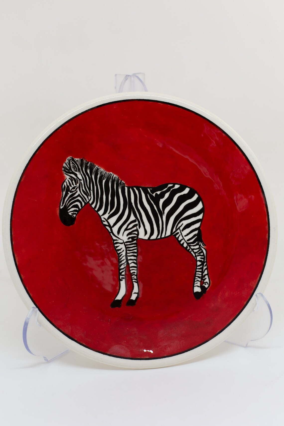 Stoneware Dinnerware Set With Elephant,giraffe and Zebra Pattern Red ...