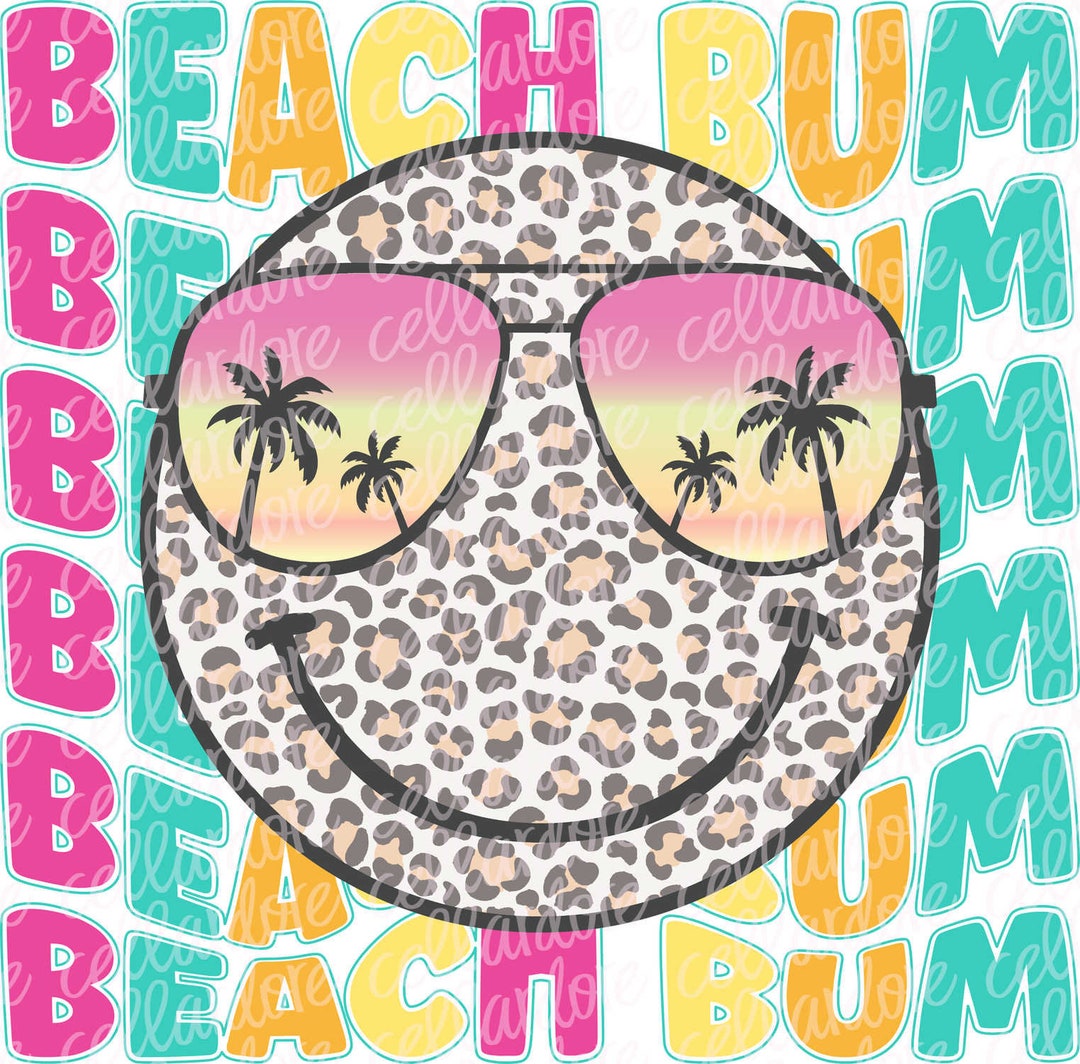 Colorful Beach Bum - With Optional Pocket Design - DTF Ready to Press ...