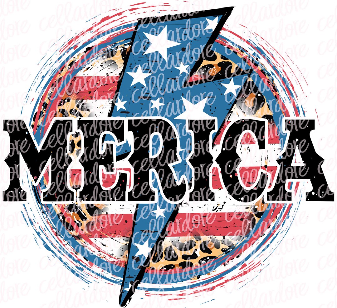 MERICA - Red White & Blue Leopard Distressed Circle | DTF Ready to ...