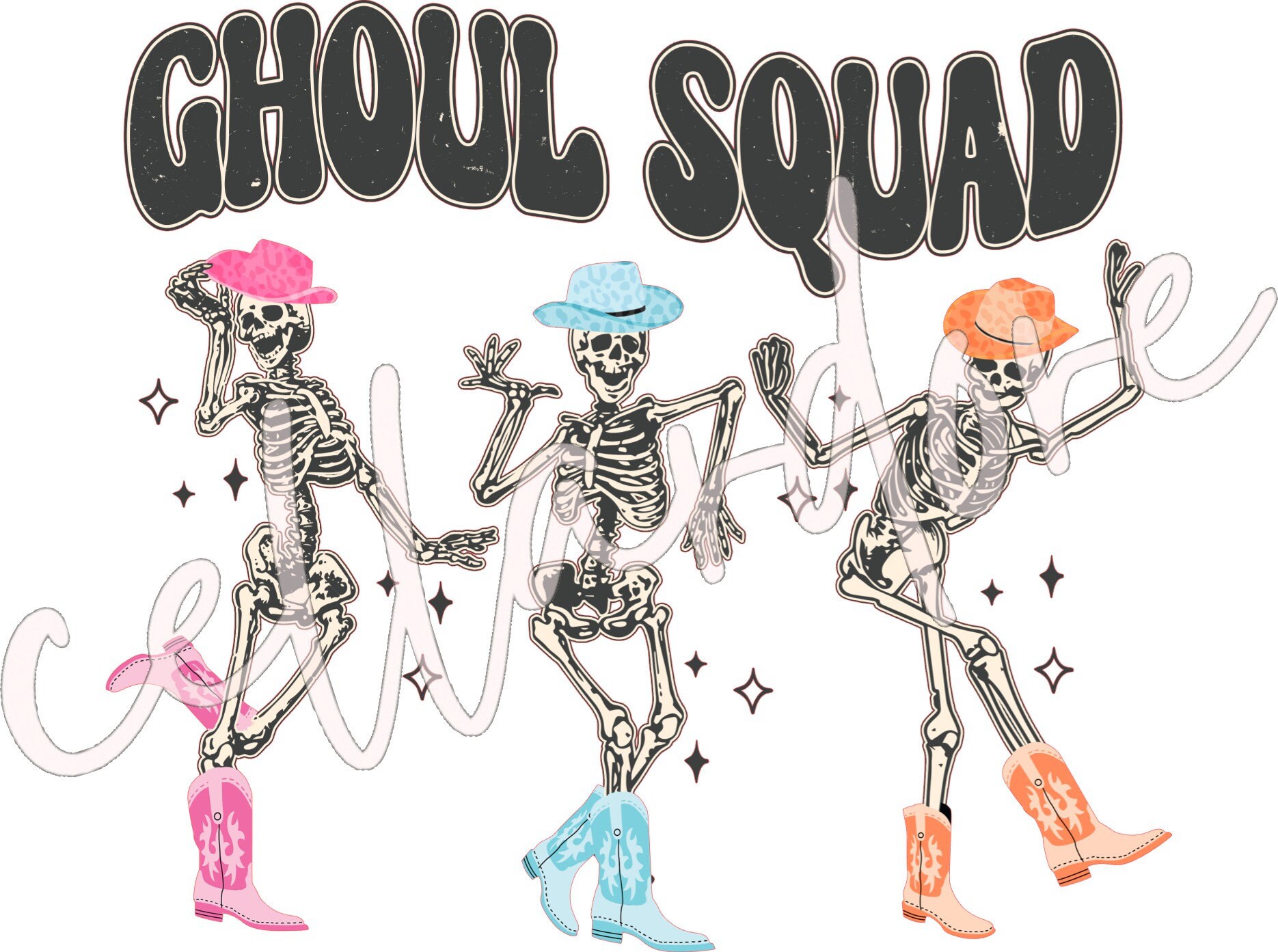 Ghoul Squad Skeletons Friends Halloween DTF Ready to - Etsy
