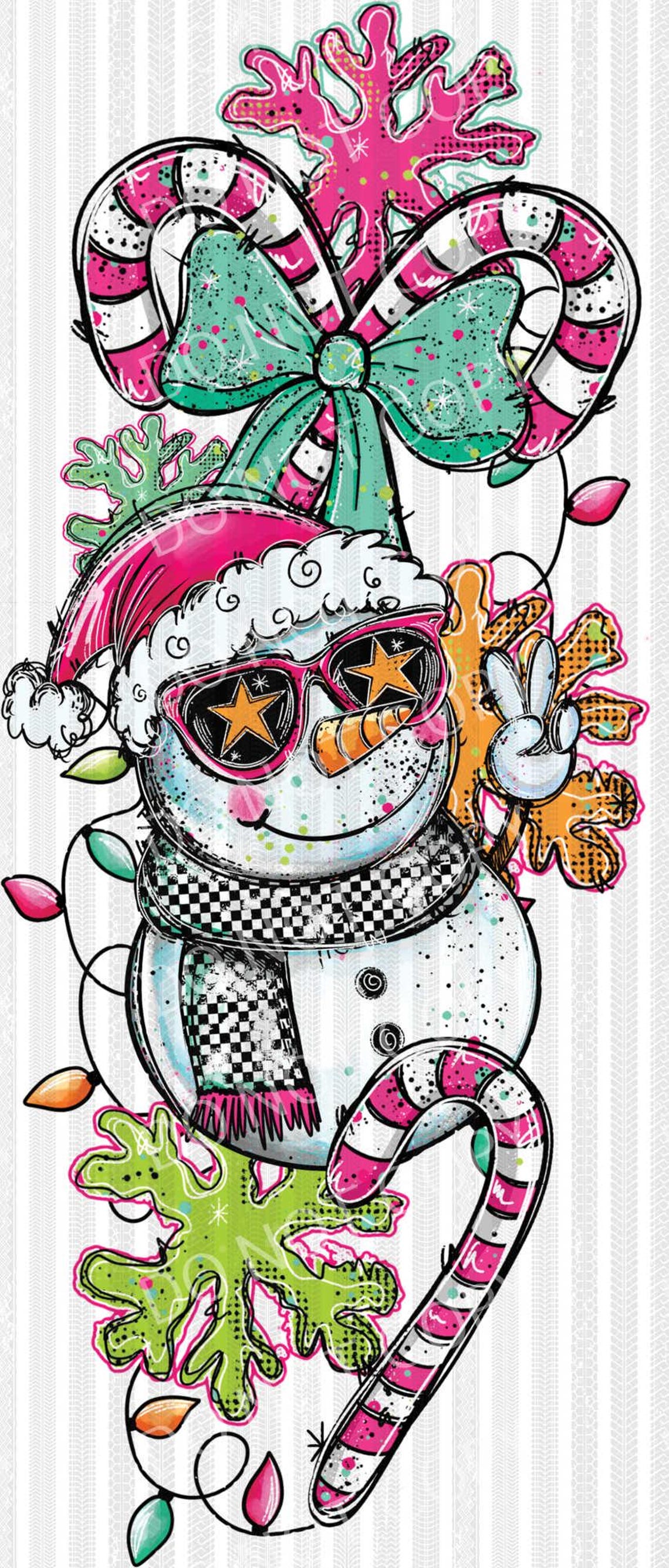 Snowman Doodle Heat Transfer: DTF or Sublimation Ready to Press - Etsy