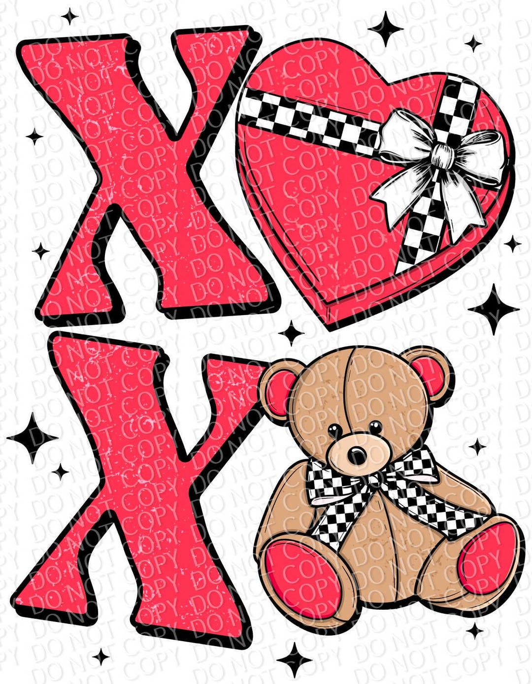 XO_XO Teddy Bear DTF Ready to Press or Sublimation Transfer - Etsy