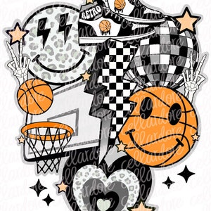 Retro Basketball Collage - DTF Ready to Press or Sublimation Transfer ...