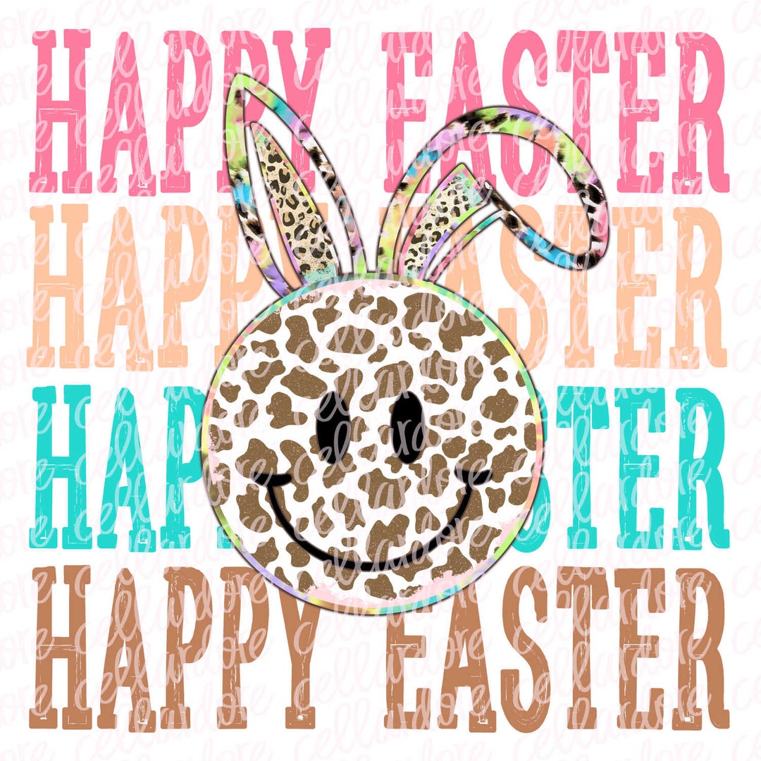 Happy Easter Smiley Face Bunny - 3 Design Options | DTF Ready to Press ...