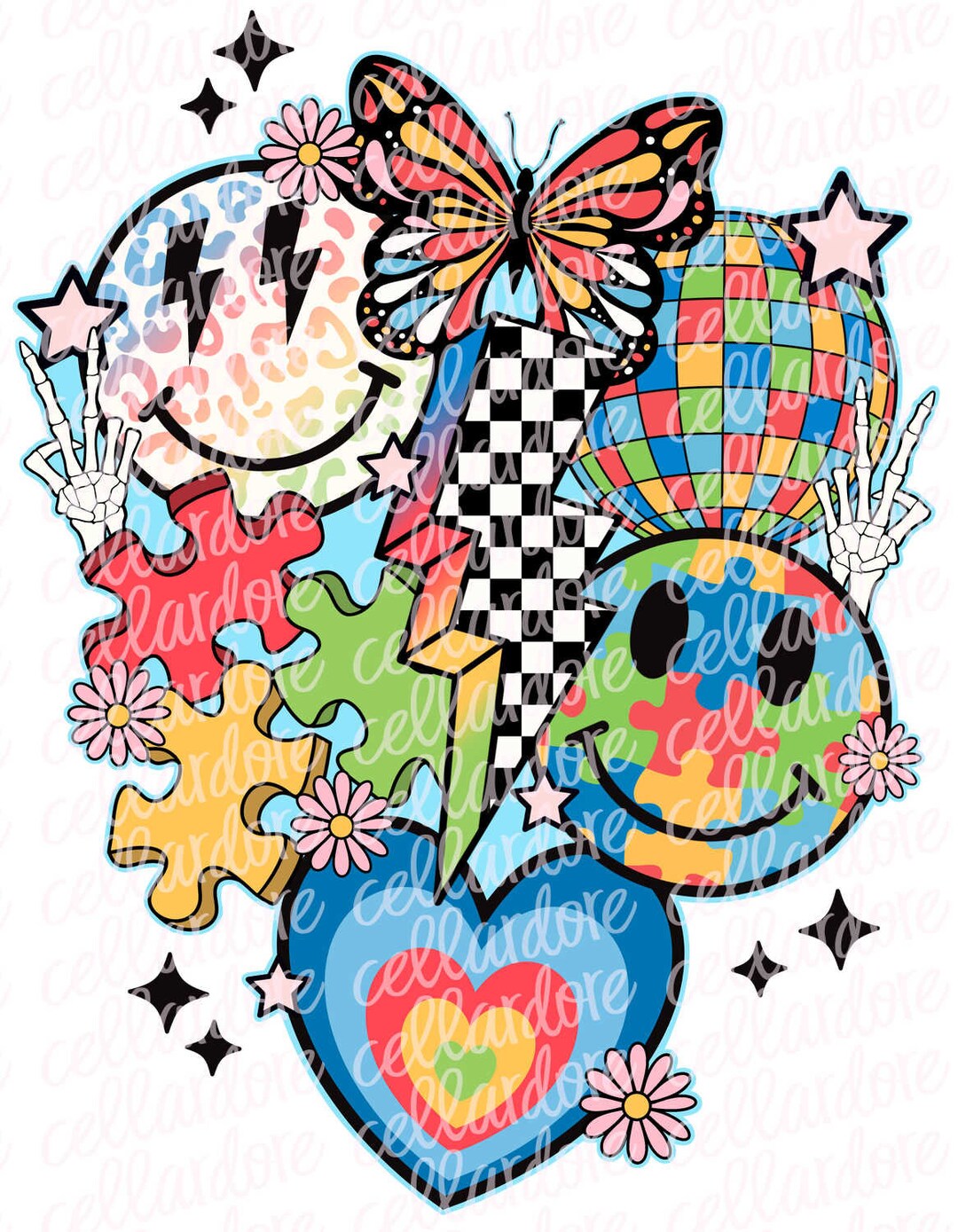 Autism Awareness Collage - DTF Ready to Press or Sublimation Transfer ...