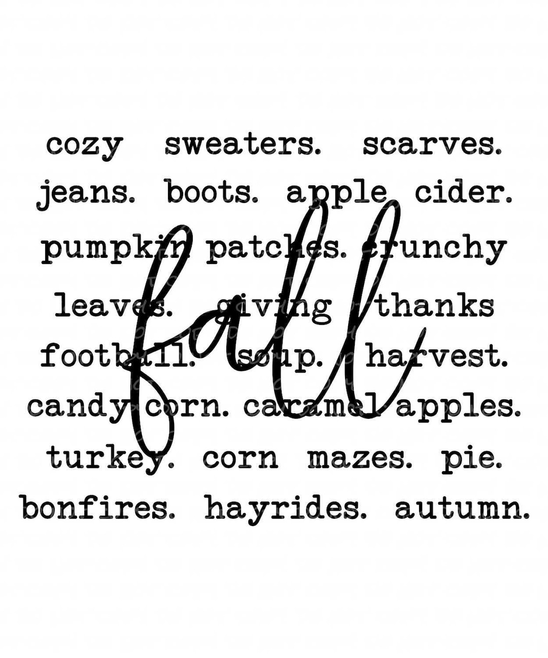 Fall Words | DTF Ready to Press or Sublimation Transfer - Etsy