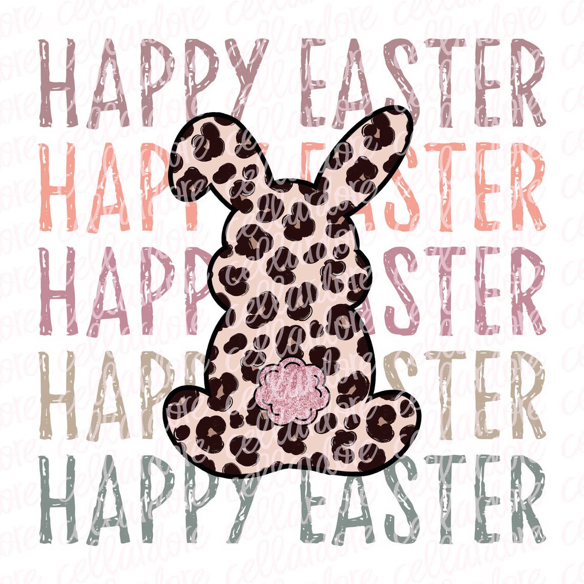 Happy Easter Leopard Bunny | DTF Ready to Press or Sublimation Transfer ...