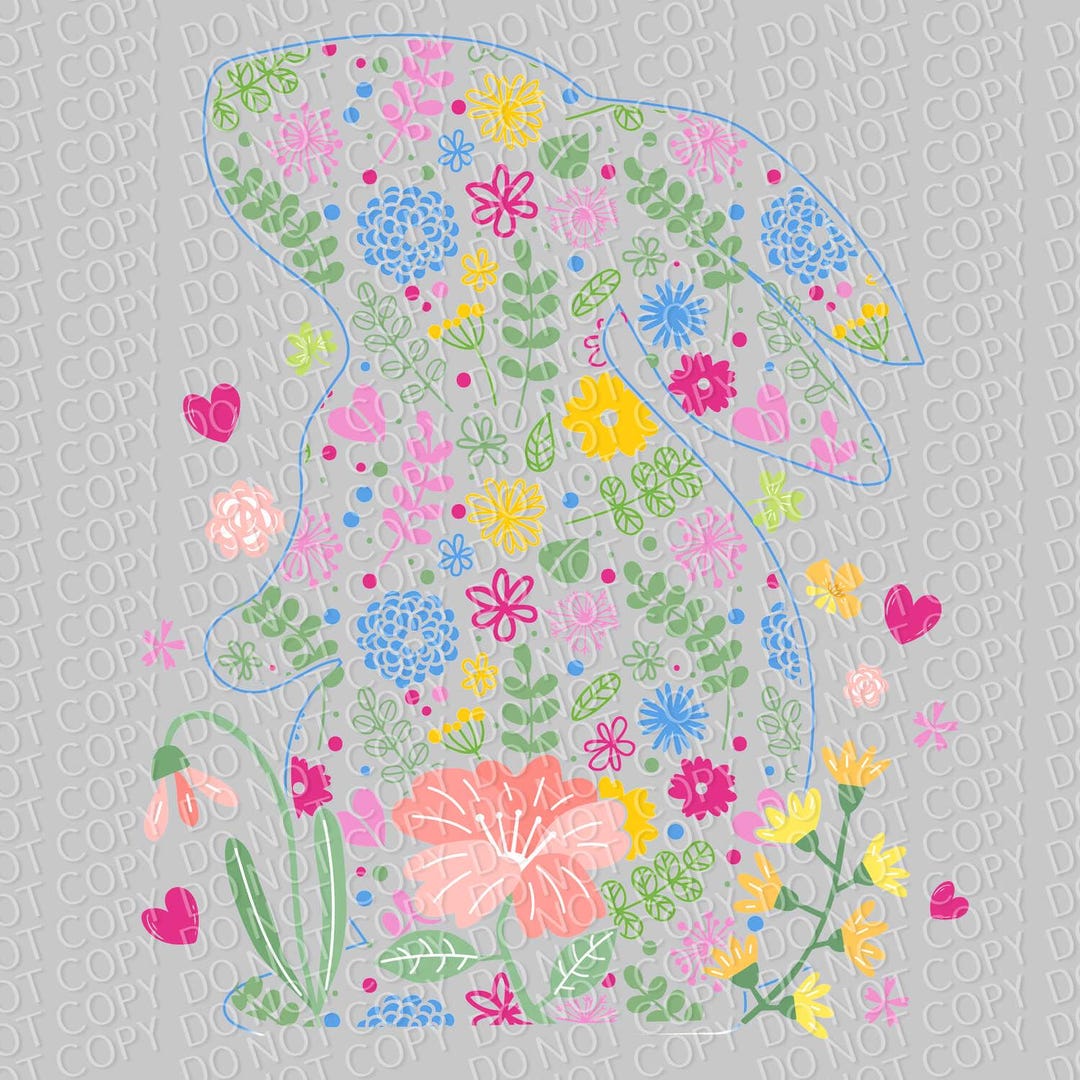 Boho Floral Easter Bunny | DTF Ready to Press or Sublimation Transfer ...