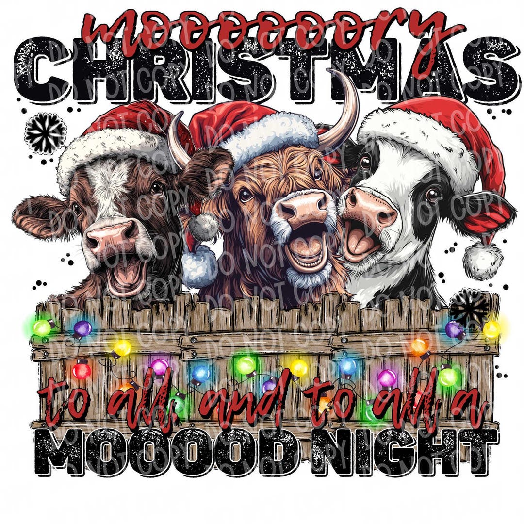 Moo-ry Christmas Cows | DTF Ready to Press or Sublimation Transfer - Etsy