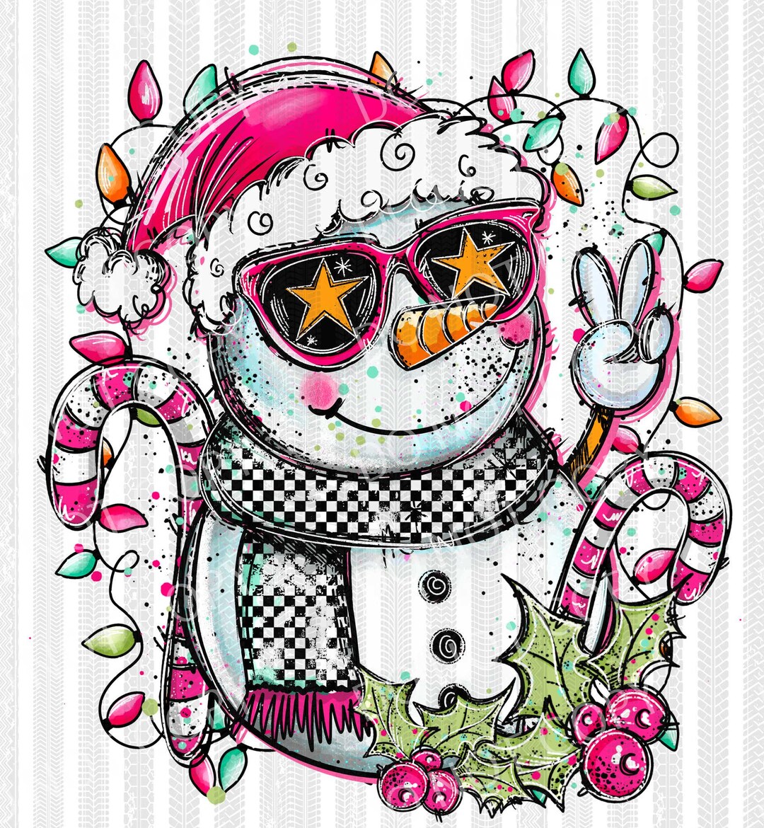 Snowman Doodle Heat Transfer: DTF or Sublimation Ready to Press - Etsy
