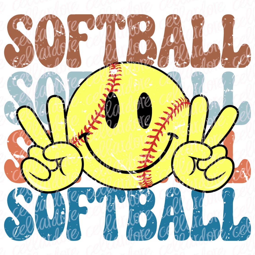 Softball Smiley Face 2 Design/color Options DTF Ready to Press or ...