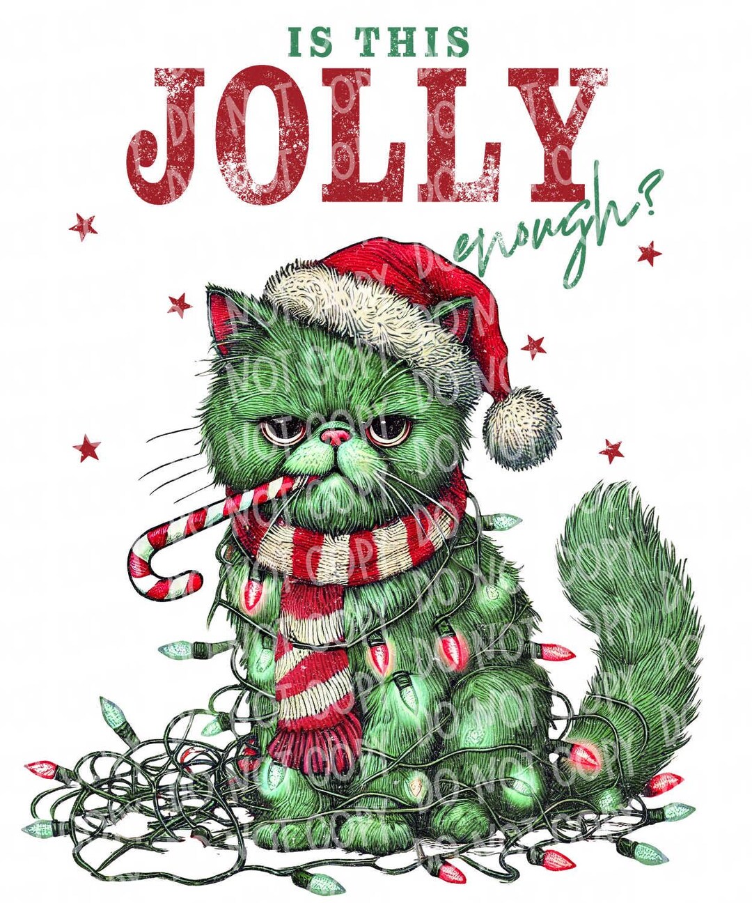 Is This Jolly Enough - Cat | DTF Ready to Press or Sublimation Transfer ...