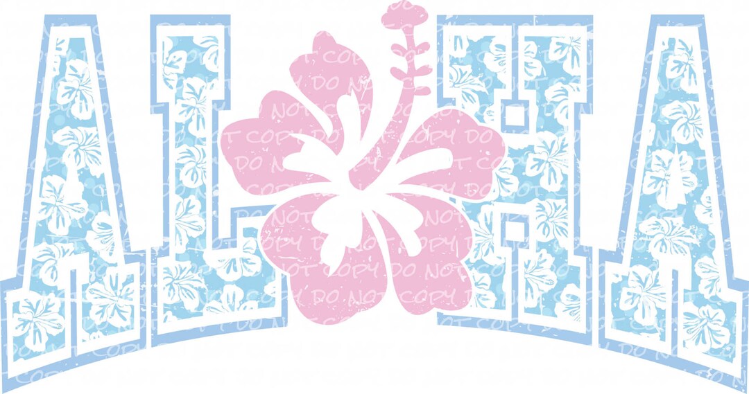 Aloha Hibiscus Varsity Letters - DTF Ready to Press or Sublimation ...