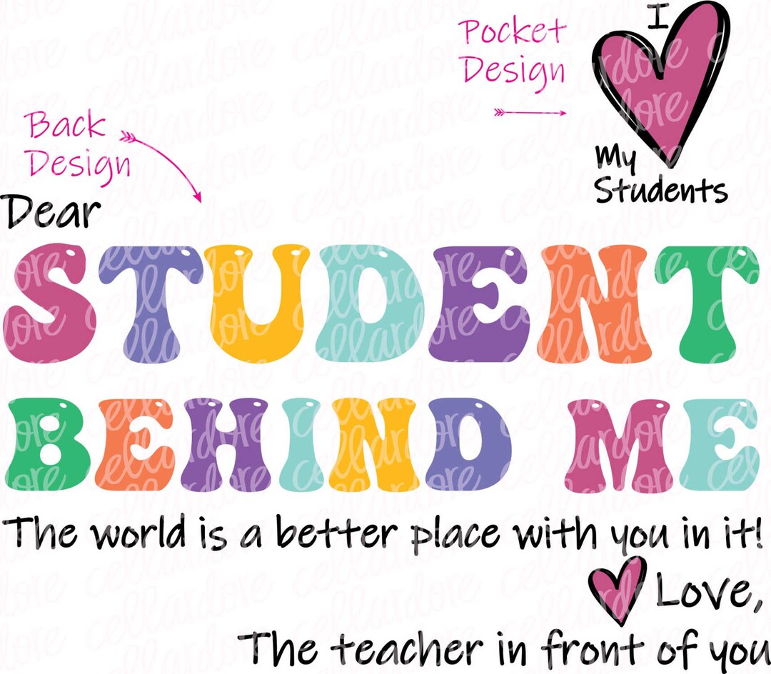 Dear Student Behind Me DTF or Sublimation Transfer - Etsy