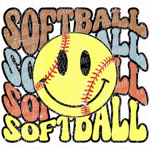 Softball Smiley Face 2 Design/color Options DTF Ready to Press or ...