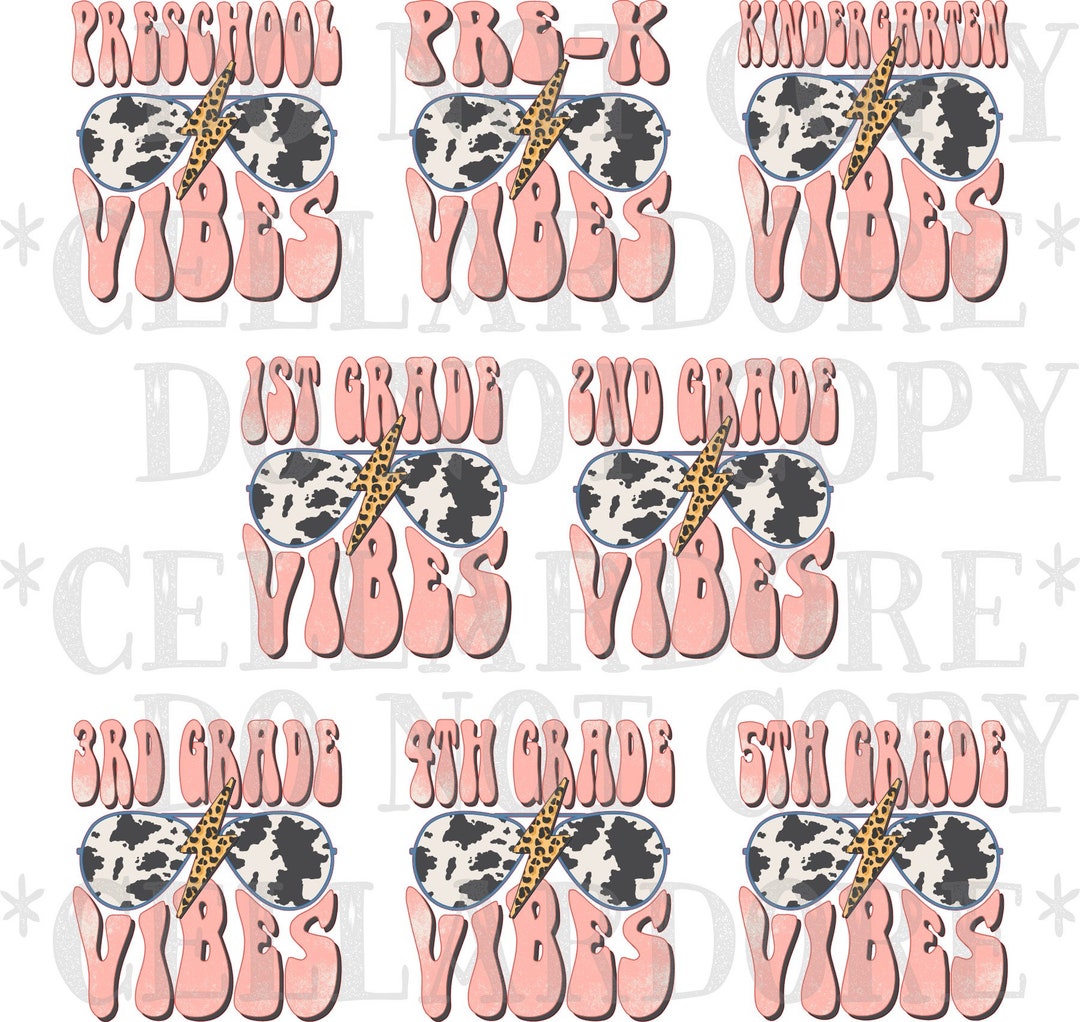 Back to School | Retro Cow Print Preschool - 5th Grade Vibes | DTF ...