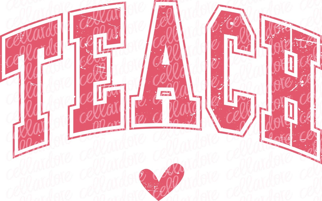 Teach Varsity Letters With Heart DTF Ready to Press or Sublimation ...