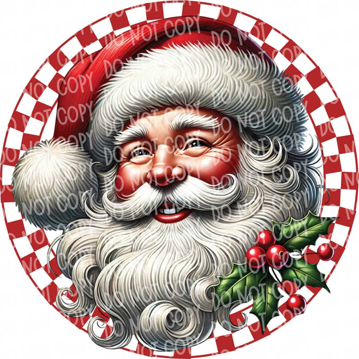 Retro Santa, Merry Christmas Checkered Print (DTF or Sublimation ...