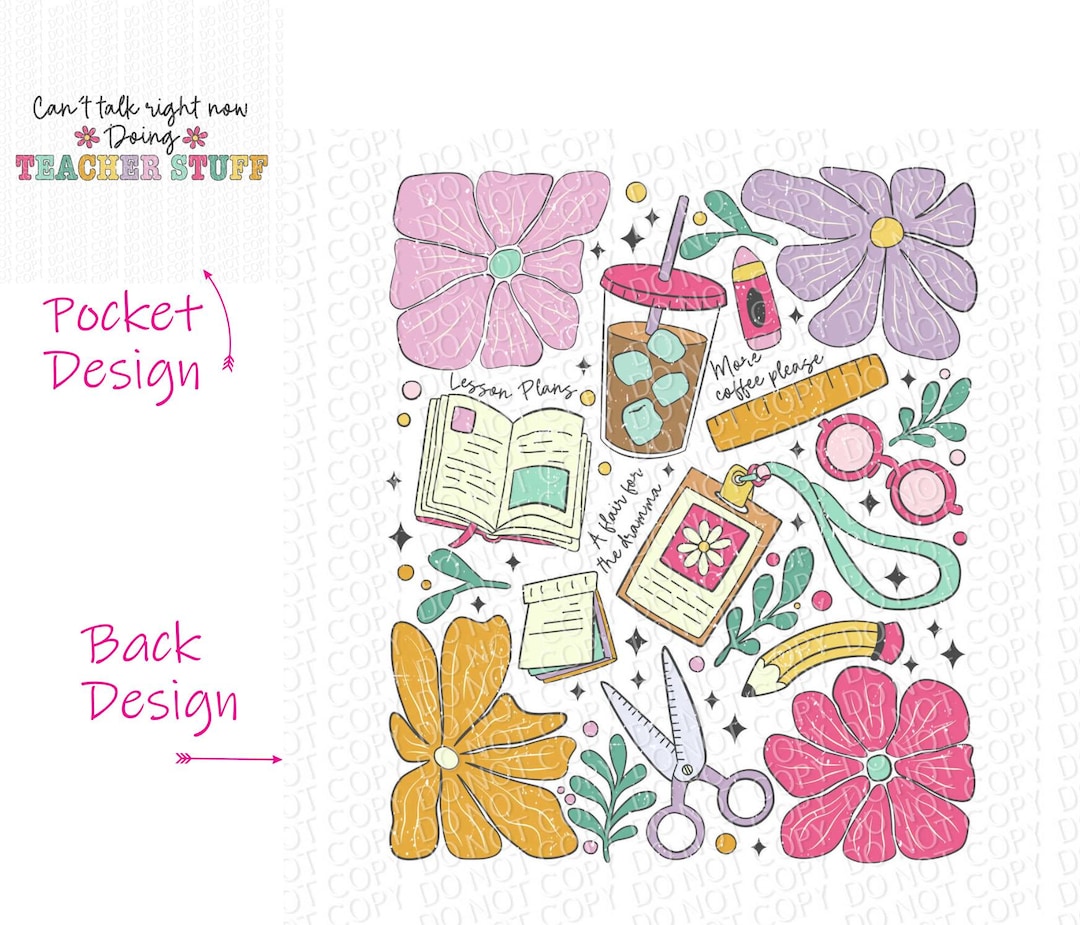 Teacher Stuff - Front and Back Set | DTF Ready to Press or Sublimation ...