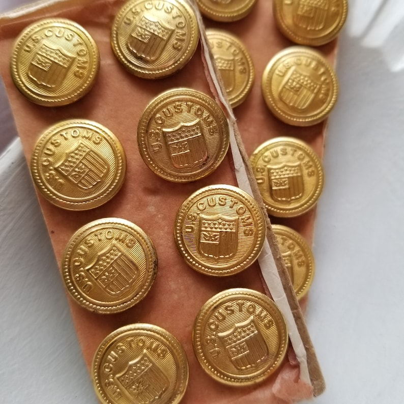 Vintage Solid Brass us Customs Uniform Buttons - Etsy