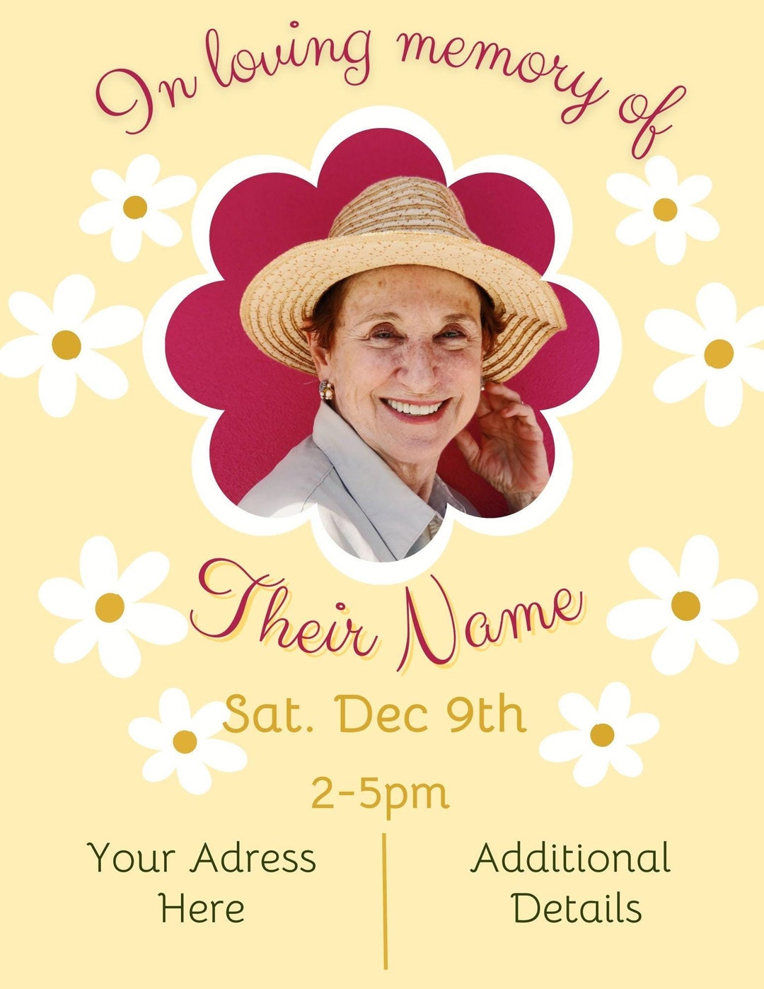 Memorial Invitation Template - Etsy