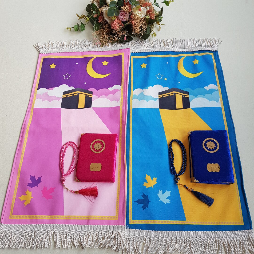 Luxury Kids Prayer Mat, Kids Kaaba Prayer Rug, Ramadan Eid, Kids Prayer ...