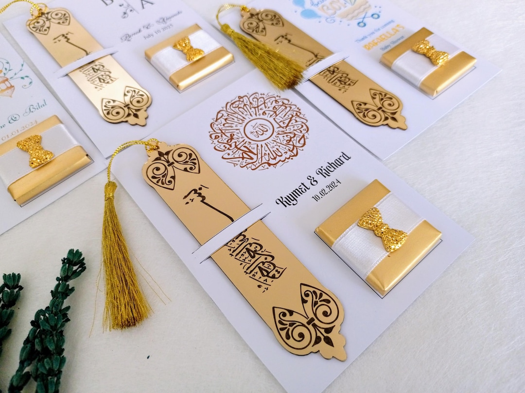 Islamic Bookmark & Chocolate Favor Set | Eid, Wedding, Baby Shower - Etsy