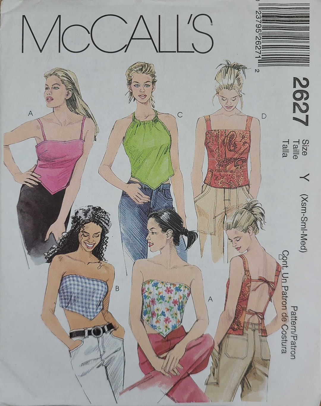 Mccall's Sewing Pattern 2627, Misses' Tops, Size Y (xsm-sml-med ...