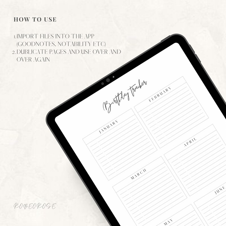 Birthday Tracker Printable, Birthday Planner Digital PDF for Tablet or ...