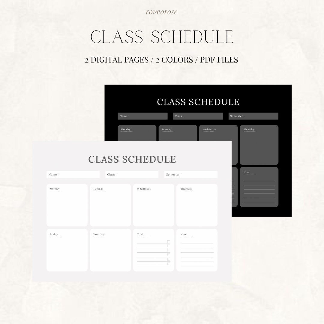 2023 Class Schedule Weekly Planner Timetable Pdf - Etsy