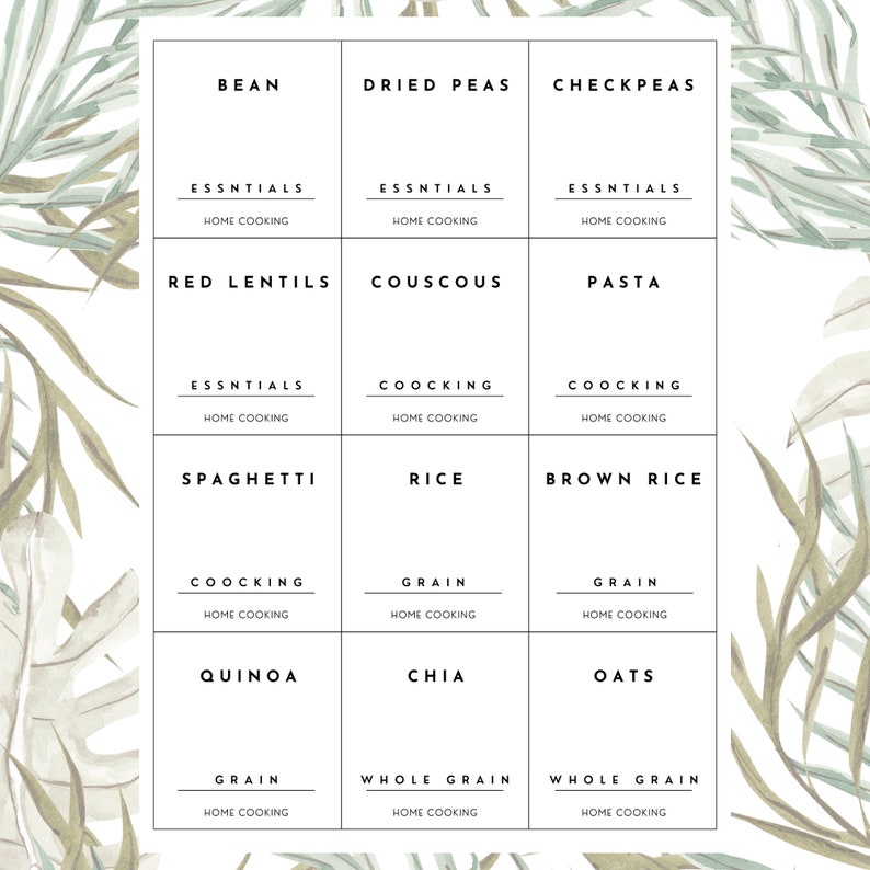 Printable Kitchen Labels, Modern Minimalist Labels & Stickers, Pantry ...