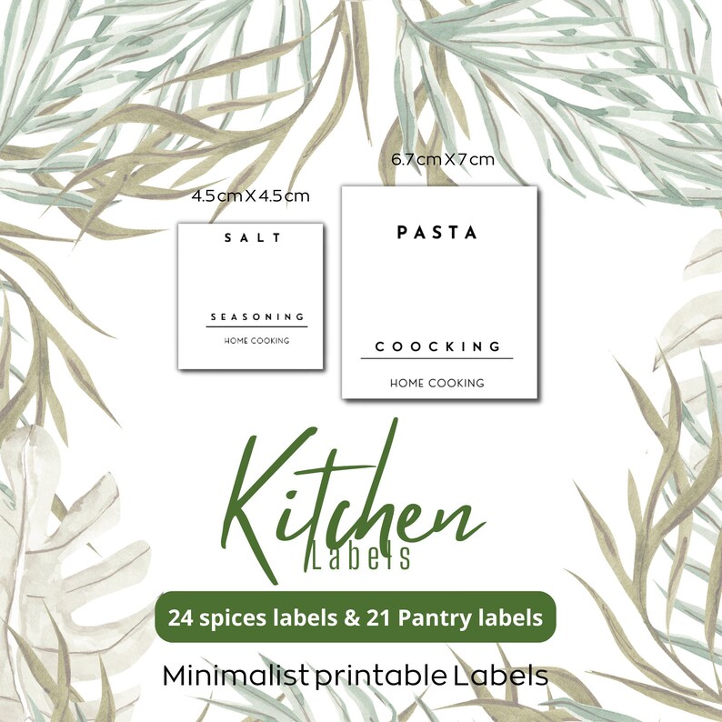 Printable Kitchen Labels, Modern Minimalist Labels & Stickers, Pantry ...
