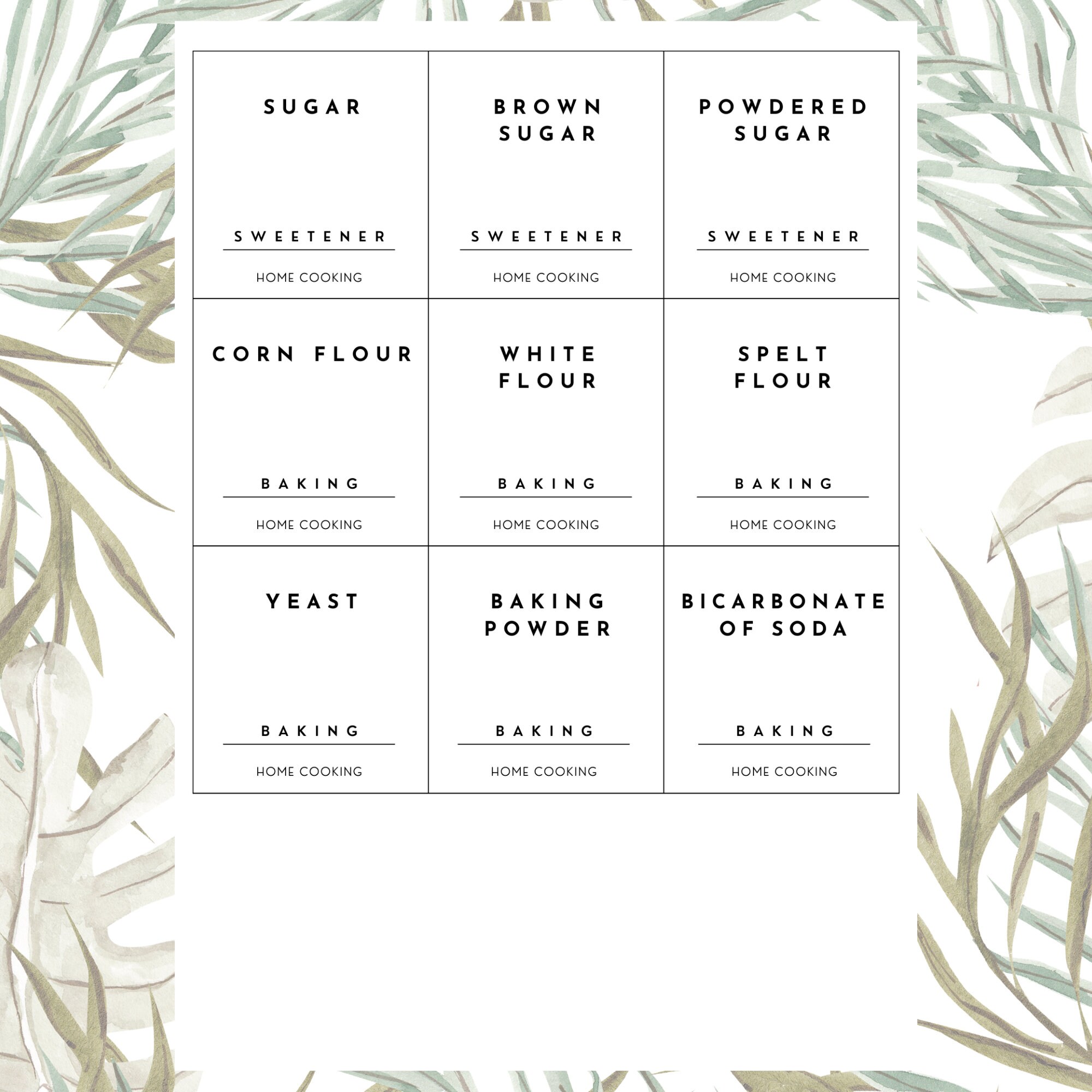 Printable Kitchen Labels, Modern Minimalist Labels & Stickers, Pantry ...