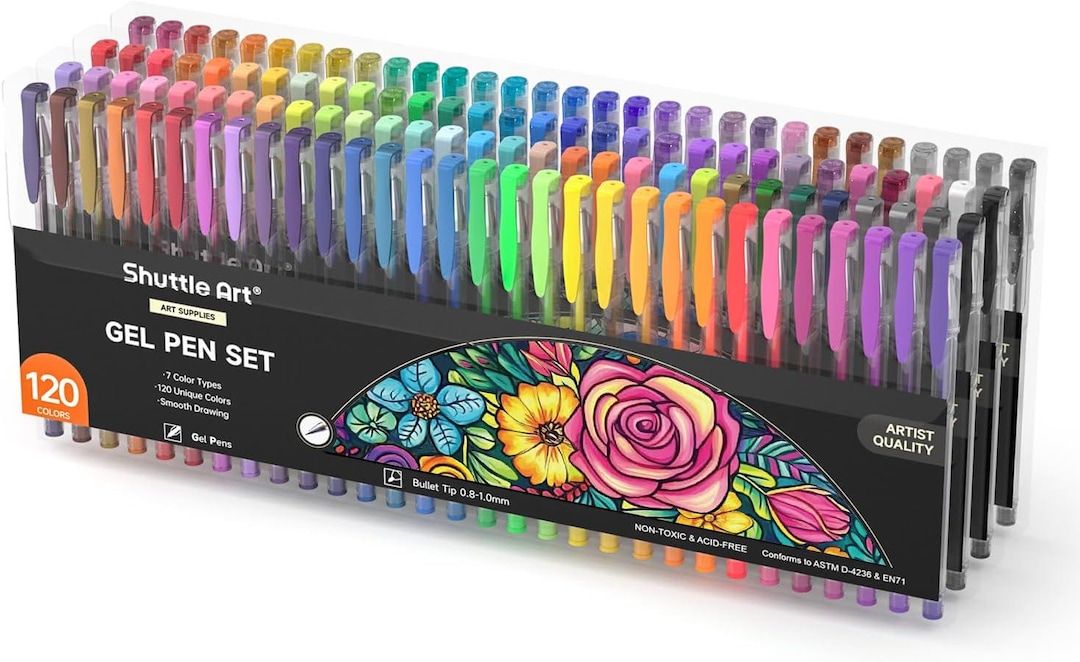 120 Unique Color Gel Pens: Glitter, Metallic, Pastel Set - Adult ...