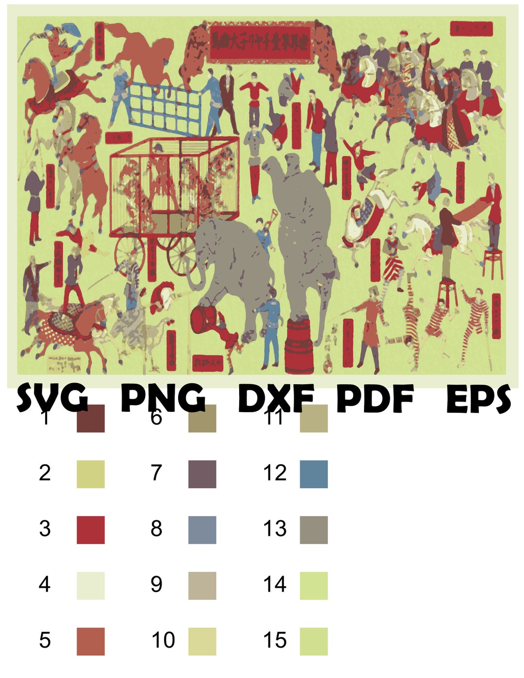 Chiarini's Circus Color by Numbers, Asiatische Kulturen Serie (pdf, svg ...