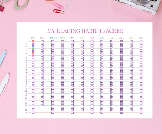 Reading Habit Tracker Printable Reading Goal Tracker for the | Etsy