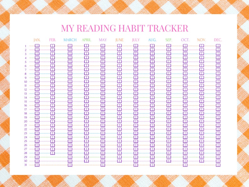 Reading Habit Tracker Printable, Reading Goal Tracker for the Book ...