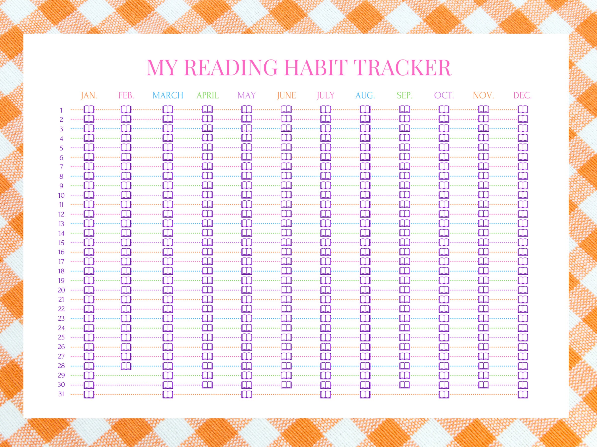 Reading Habit Tracker Printable, Reading Goal Tracker for the Book ...