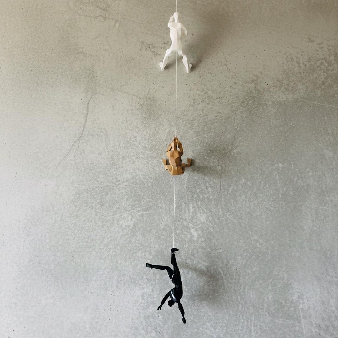 Wall Climber Sculpture Set, 3D Printed Climbing Figures, Modern ...