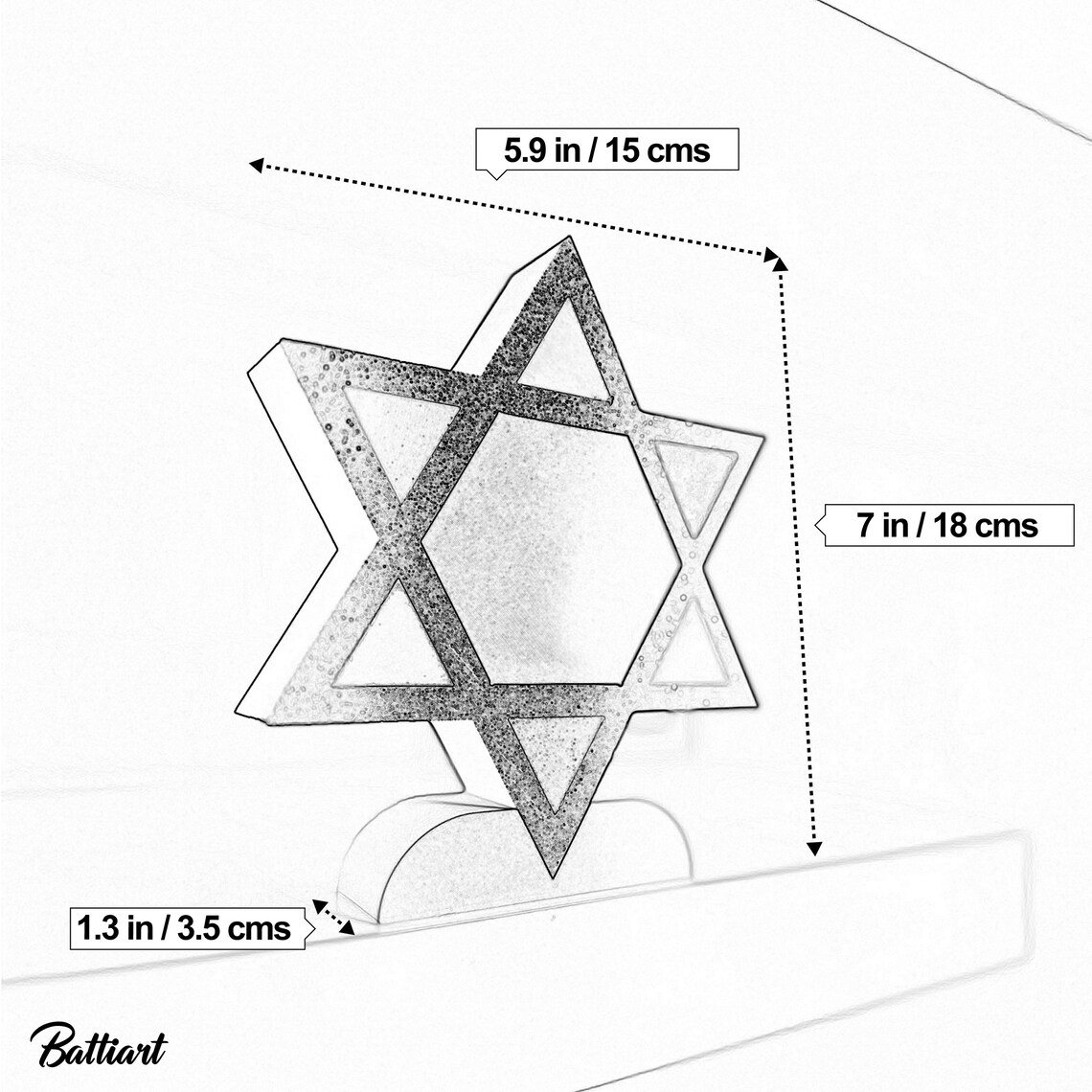 Modern Star of David Sculpture, 3D Printed Judaica Art, Colorful Magen ...